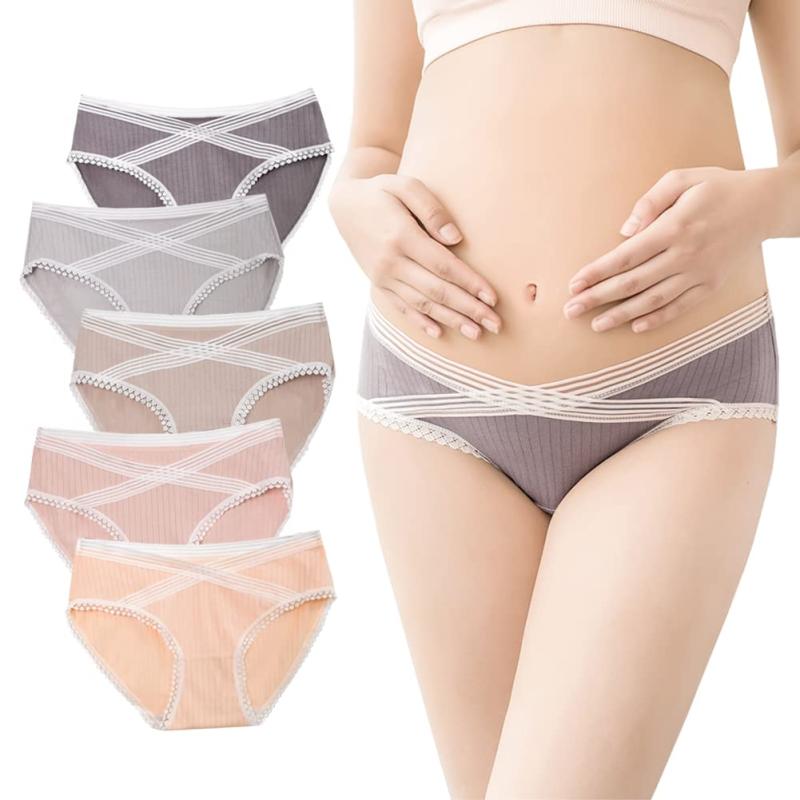 [IVOKHA] マタニティショーツ ローライズ 大きいサイズ 3枚セット 5枚セット 妊婦ショーツ 妊娠専用パンツ マタニティ下着 産前 産後 妊娠中のパンツ 下着 パンティ 肌に優しい素材構成: 95% コットン, 5%スパンデックス。...