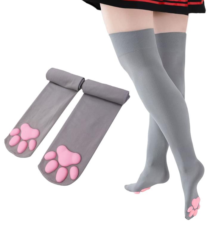 [CutiePlusU] abdl ネコの爪 太ももストッキング[1足セット]【工夫を凝らした】底に猫の爪をデザインした3 Dやわらかピンクのシリコンマットグリップ感は、滑り止めができるだけでなく、よりかわいい。4色から選択できます。【最高...