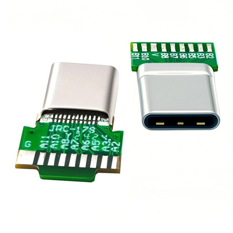 Cablecc OEM DIY はんだ付けタイプ USB-C USB 3.1 タイプ C オス &amp; メス プラグ ソケット コネクタ PCB 付き