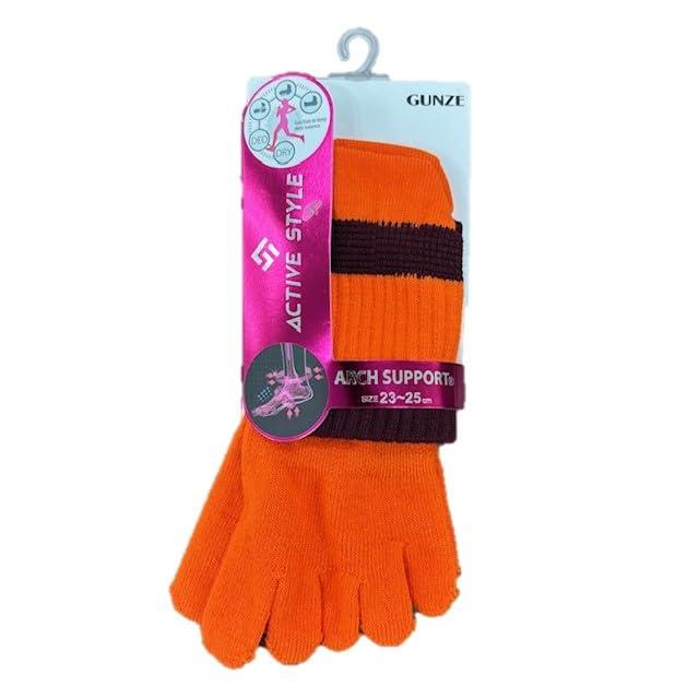 GUNZE(グンゼ) 靴下 ソックスアクティブスタイル テーピング アーチサポート 5本指 ショート丈 同色3足組レディースSIZE:23-25 (メーカー表示サイズ:23cm~25cm)