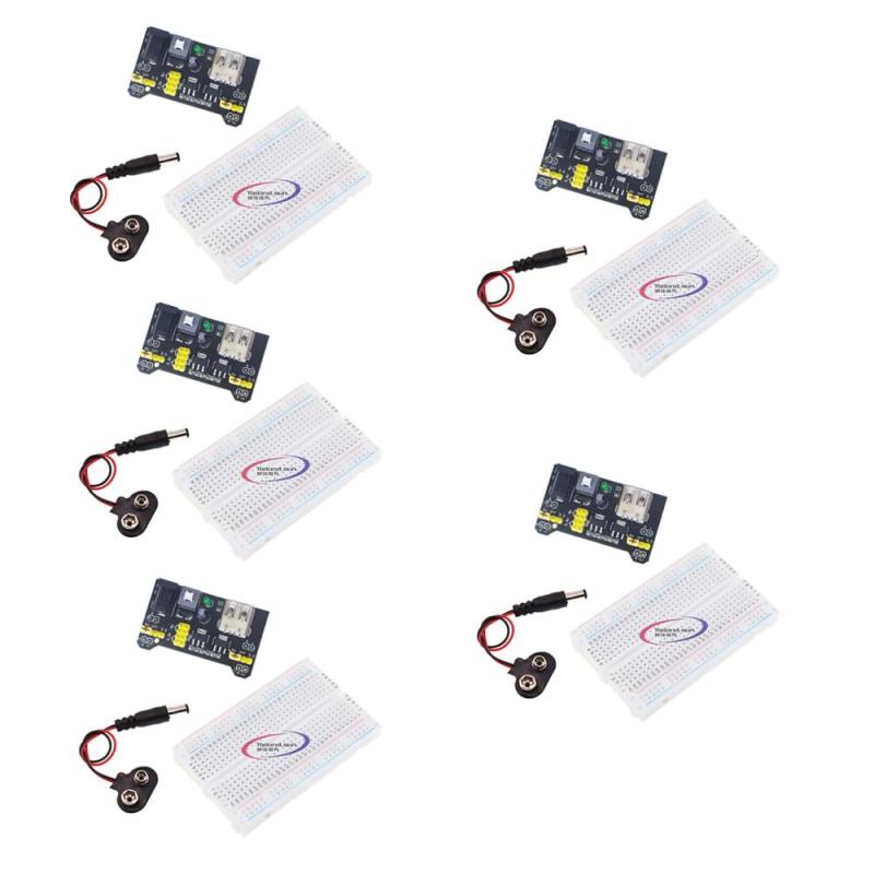 5sets Solderless Breadboard Bread Board 400 Tie Points with power adapter 3.3V 5V5sets Solderless Breadboard Bread Board...