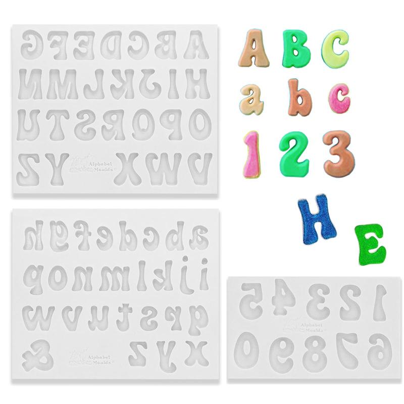 5WYOUKE 【ゴシック式】シリコンモールド アルファベット 大文字 小文字 数字 3点セット レジン キーホルダー ネックレス イヤリング ピアス 樹脂工芸品 樹脂 アロマストーン 手作り 石鹸 キ
