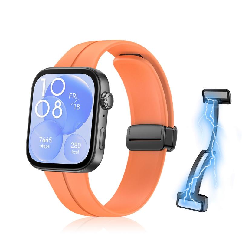 [RicYeel] 磁気付き シリコンバンド For HUAWEI WATCH FIT 3 用 バンド マグネット付き 装着簡単 スポーツバンド ストラップ 替えバンド 交換ベルト HUAWEI WATCH FIT 3 対応 柔らかい 調整バンド