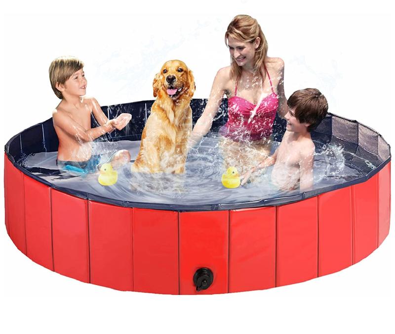 犬用プール, PVC 折り畳み ポータブルタブバス 大容量ペット用バスタブ プール 猫 小型犬 中型犬 ベビー用 洗濯バケツ🌞安全性&amp;耐久性 - 安全無毒のPVC化合物布の素材を採用して、ペットの健康に無害なので。U...