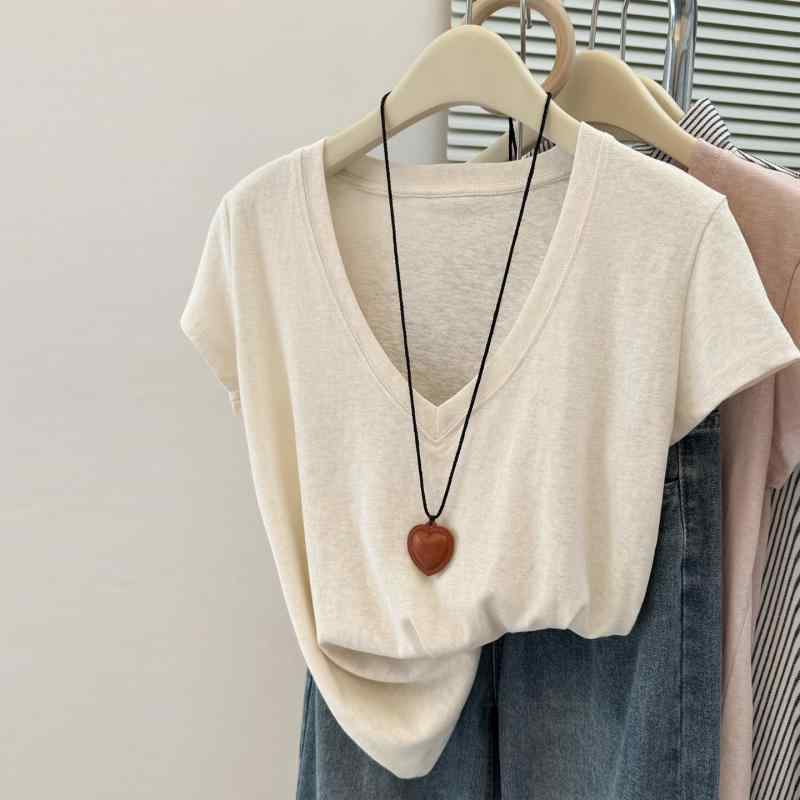 ・カテゴリ: Tシャツ・スタイル: 通勤風・主な素材: 綿90-95%、氨纶30%以下・柄: 無地・デザイン: セットインスリーブ・袖丈: 短袖・加工: ステッチ・フィット: ルーズフィット・丈: クロップド(40cm以下)・ネックライン:...