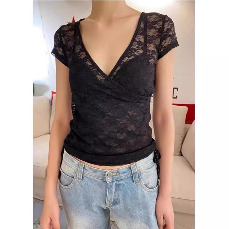 ・カテゴリ: Tシャツ・スタイル: 清新風・主な素材: その他・袖丈: 短袖・袖型: 常规袖・領型: V領・カラー展開: ブラック、ホワイト・サイズ展開: 均码