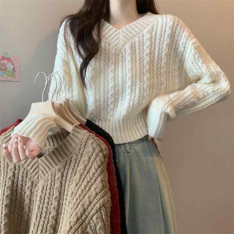 ・主な素材: 腈纶・主素材成分: 氨纶・柄: 純色・厚さ: 厚・組み合わせ: 単品・スタイル: セットイン・シルエット: Aライン・袖型: 標準・ネックライン: Vネック・袖丈: 長袖・衣丈: ショート(40cm<衣長≤50cm)・カ...