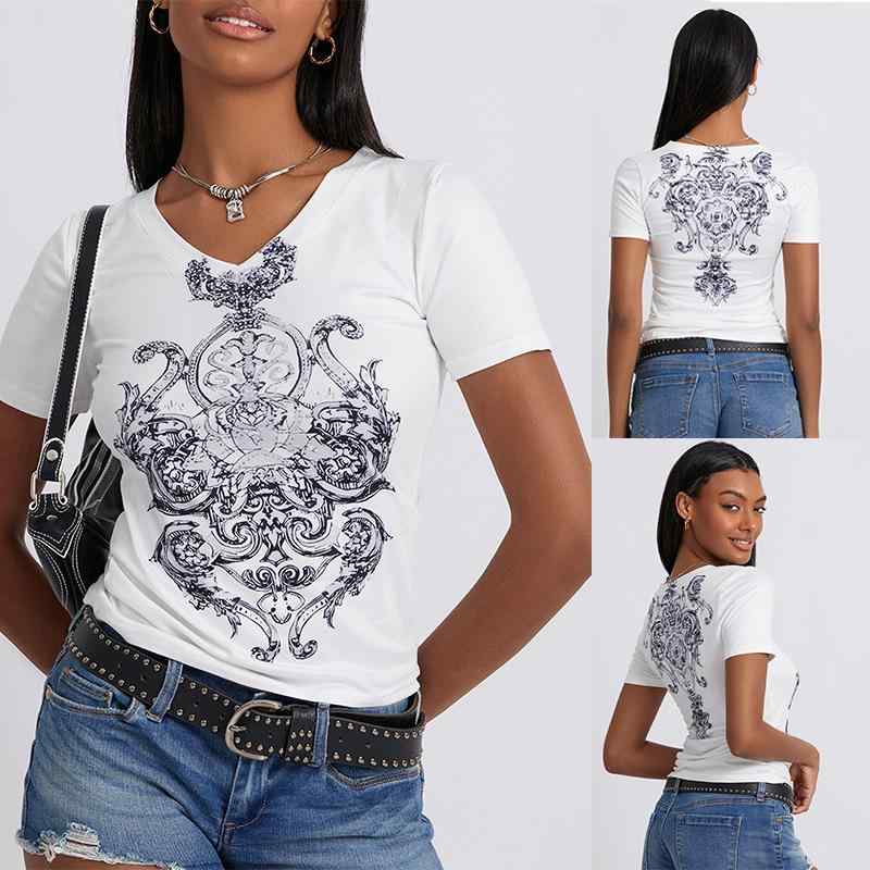 ・カテゴリ: Tシャツ・スタイル: 修身型・主な素材: ポリエステル30%（含）-50%（不含）・ネックライン: Vネック・袖丈: 短袖・袖型: 通常袖・カラー展開: ホワイト・サイズ展開: S、M、L、XL