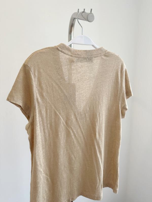 ・カテゴリ: Tシャツ・主な素材: 亜麻90-95%・袖丈: 短袖・スタイル: 文艺風・版型: A字型・カラー展開: 浅米杏・サイズ展開: XS、S、M
