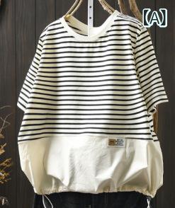 ・カテゴリ: Tシャツ・スタイル: 文艺复古・主な素材: 綿・パターン: 如图・デザイン: セットイン・袖丈: 短袖・フィット: ルーズフィット・衣丈: 普通・ネックライン: クルーネック・袖型: スタンダード・流行要素: スプライス・カラ...
