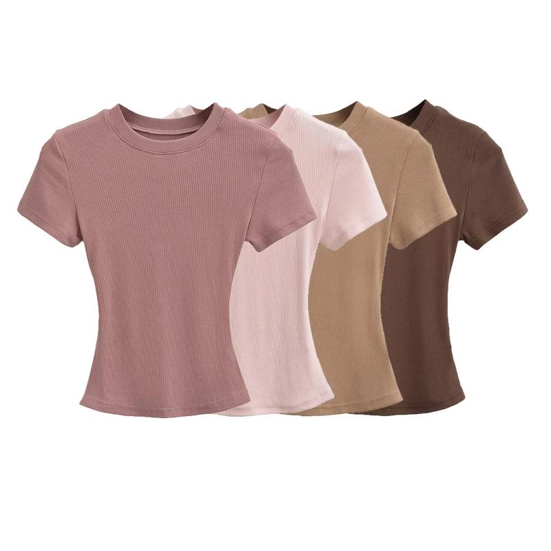 ・カテゴリ: Tシャツ・スタイル: セクシー・主な素材: 綿・柄: 拼色・袖丈: 短袖・衣長: 短款(40cm<衣長≤50cm）・ネックライン: 圆领・版型: 修身型・流行要素: 皮革拼接・カラー展開: 棕咖色,黒色,白色,浅灰色,酒...