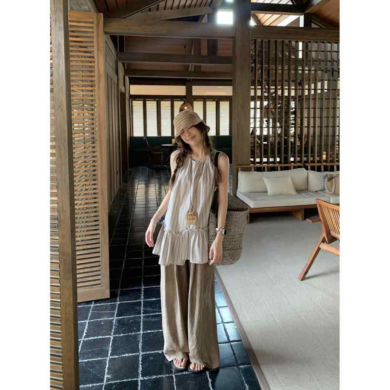 ・スタイル: 通勤・主な素材: 綿混紡・主素材成分: 綿30-50%・副素材成分: ポリエステル30-50%・カラー展開: 画像色上衣、慵懒风阔腿裤・サイズ展開: S、M、L・伸縮性: 微弾・適用性別: 女性・フィット感: ルーズ・着丈: ...