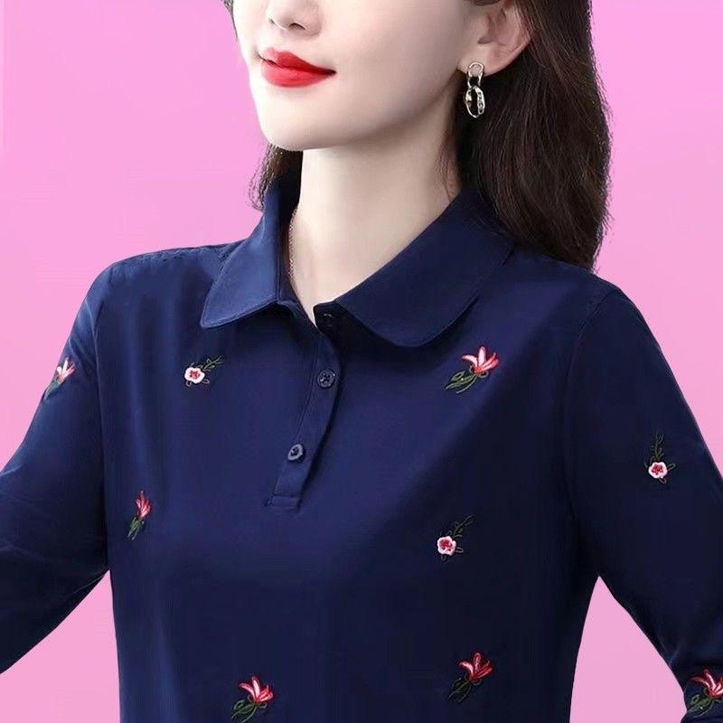・カテゴリ: Tシャツ・主な素材: ポリエステル・柄: 花柄、ツートーン・袖丈: 長袖・版型: ルーズフィット・衣長: 普通(50cm＜衣長≤65cm)・ネックライン: POLO領・流行要素: プリント・カラー展開: ロイヤルブルー・サイズ...
