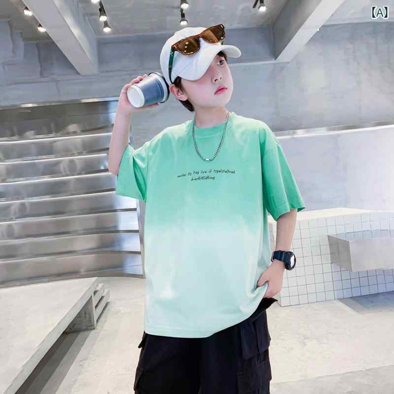 ・カテゴリ: 童Tシャツ・スタイル: 韓版・主な素材: 綿73%・袖丈: 短袖・ネックライン: 丸首・柄: 字母、印花・機能: 吸湿排汗・カラー展開: 漸変ピンク、漸変グリーン・サイズ展開: 120cm、130cm、140cm、150cm、...