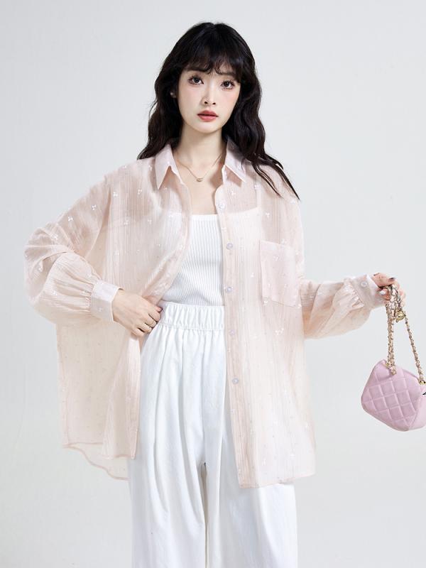 ・スタイル: 清新・柄: 花朵・カラー展開: 白色、粉红色、黄色、藍色・サイズ展開: 均码・袖丈: 長袖・主な素材: ポリエステル100%