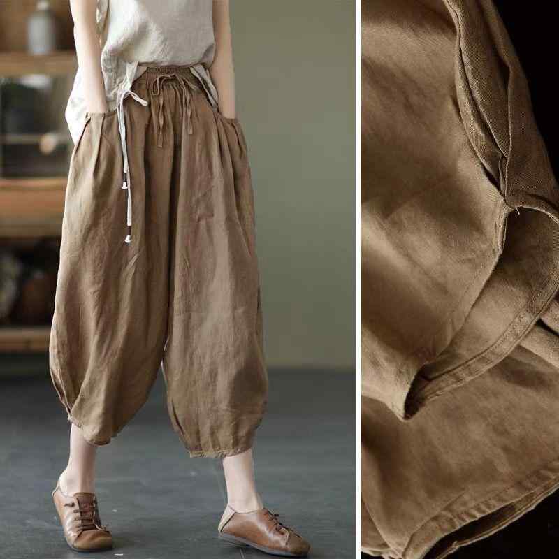 ・主な素材: 綿30-50%、麻30-50%・スタイル: 直筒・パンツタイプ: ワイドレッグ・パンツ丈: 9分丈・ウエスト: 高腰・厚み: 薄手・流行要素: プリント、ソリッドカラー・カラー展開: ブラック、トマトレッド、ピーコックブルー、...