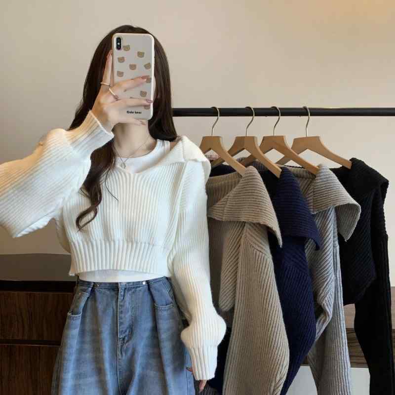 ・主な素材: ポリエステル（30%含-50%不含）、アクリル（30%以下）・柄: 無地・厚み: 通常・スタイル: 日韓カジュアル、韓国風・デザイン: プルオーバー・フィット: 標準・袖丈: 長袖・袖型: 標準・ネックライン: ネイビー領・着...