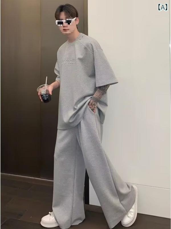 ・カテゴリ: 男式休闲套装・スタイル: 運動・厚み: 普通・パンツ丈: 長パン・トップスタイル: Tシャツ・袖丈: 短袖・フード: なし・主な素材: 綿・主素材成分: 兔毛・カラー展開: グレー、ブラック・サイズ展開: M、L、XL、2XL...