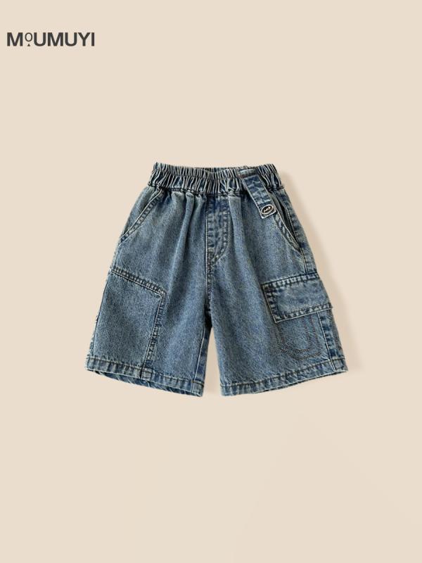 ・カテゴリ: 童用デニムパンツ・スタイル: 韓版・主な素材: コットン70.9%、レーヨン26.3%、ポリエステル2.8%・素材: デニム・パンツ丈: 5分丈/ミドル丈・対象性別: 男児・対象年齢: 中小童(3~8歳)・対象身長: 100c...