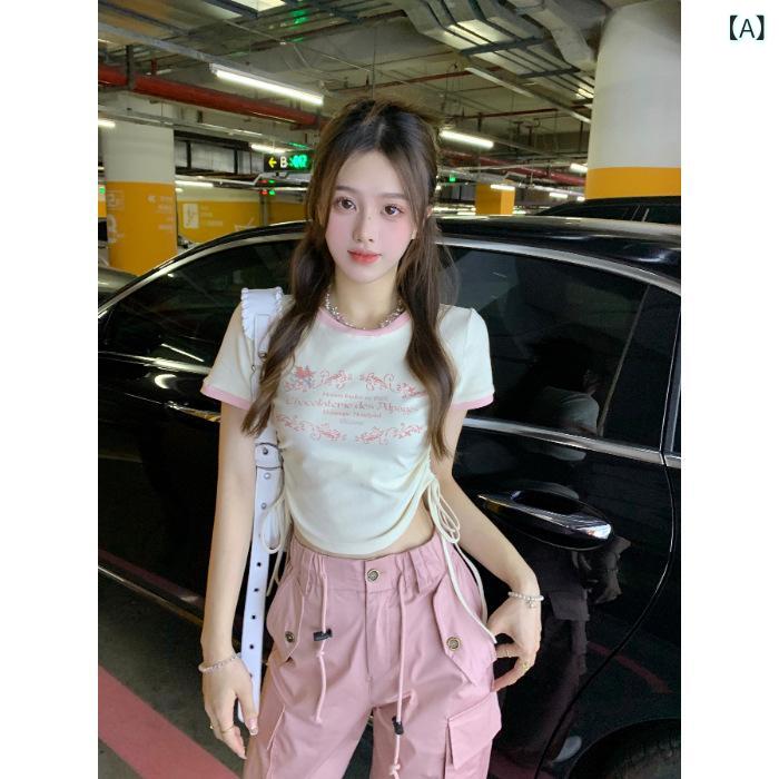 ・カテゴリ: Tシャツ・スタイル: 清新甜美・主な素材: ポリエステル90-95%、スパンデックス30%未満・柄: 文字・ネックライン: クルーネック・袖丈: 短袖・袖型: 通常・フィット感: 通常・丈: 短丈・カラー展開: 杏色・サイズ展...