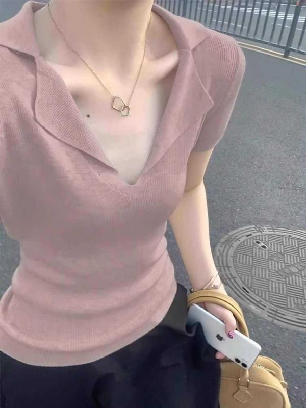 ・カテゴリ: Tシャツ・スタイル: 休闲・主な素材: ポリエステル・袖丈: 短袖・柄: 無地・ネックライン: 翻領・袖型: 標準袖・フィット感: スリムフィット・衣長: 普通(50-65cm)・カラー展開: ブラック、ミルクブルー、ピンク、...