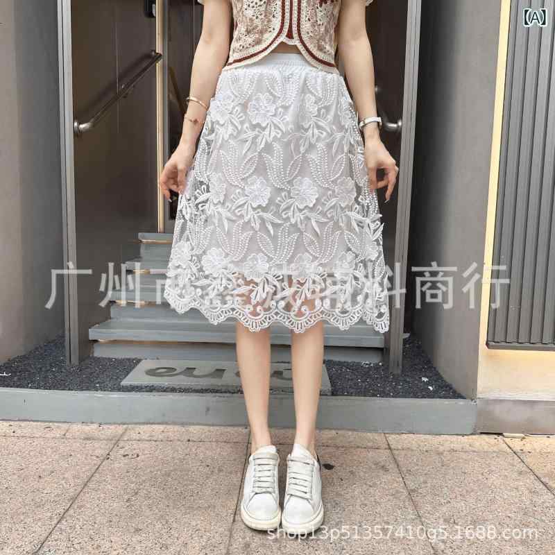 スカート レディース フレンチ チュール 刺繍 豪華 オーガンジー Aライン フレア ミモレ丈 大きいサイズ 秋冬 エレガント 上品 フェミニン 通勤 普段使い レイヤード 透け感 体型カバー 大人かわいい おしゃれ・工艺: 刺绣・素材: ...