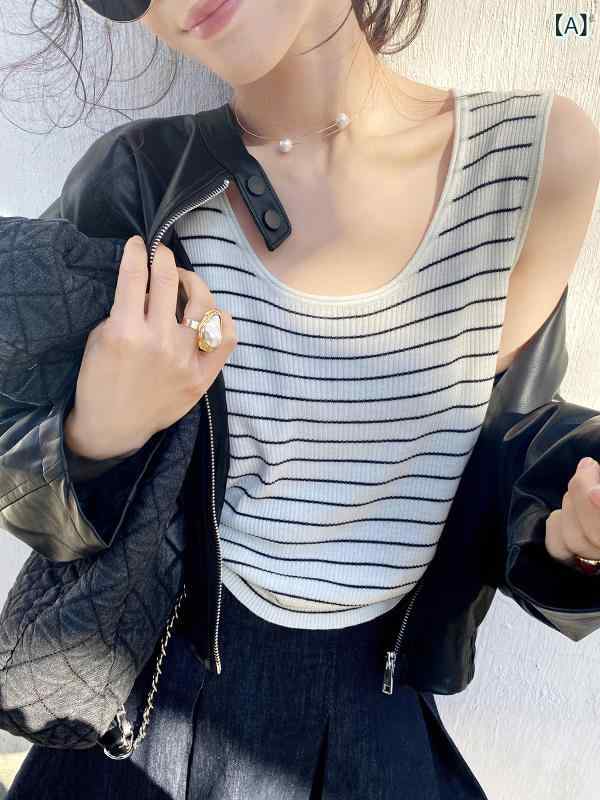 商品番号: 9858 ベストスタイル: スリングスタイル,カジュアルスタイルバージョン: スリムフィット服の長さ: 通常スタイル（50cm<長さ≦65cm）パターン: ストライプ/チェック柄人気の要素: コントラストカラー発売年・発売...