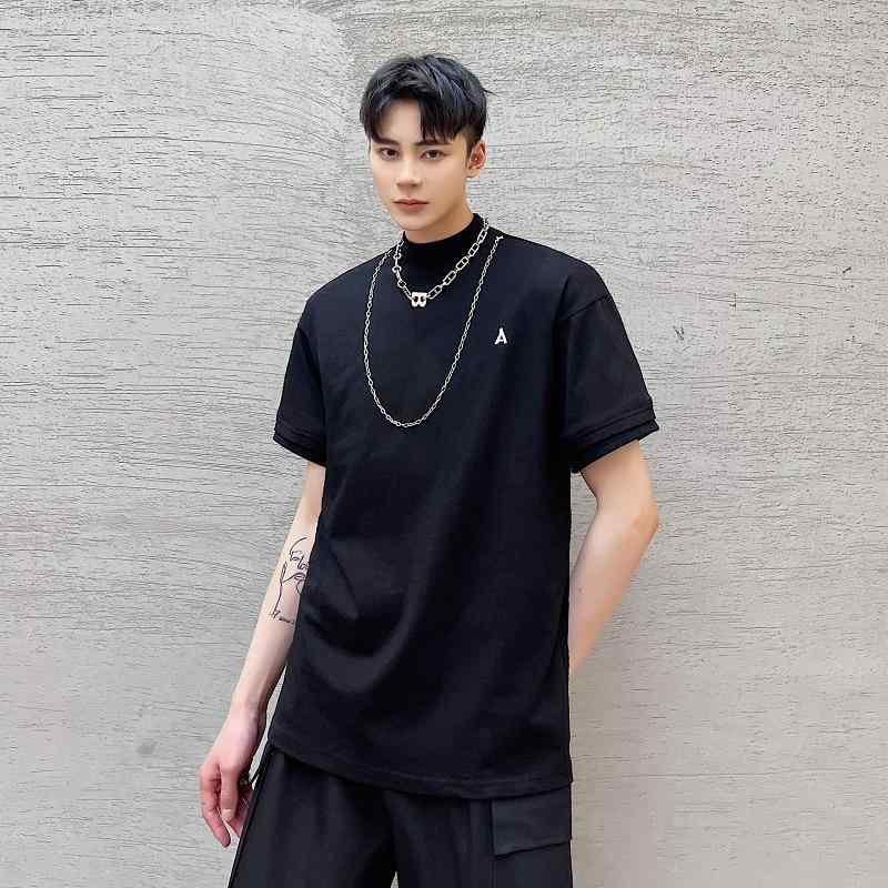 ・カテゴリ: Tシャツ・スタイル: 韓版・主な素材: 綿95%・柄: 無地・版型: ストレート・袖丈: 短袖・厚み: 薄手・袖型: 標準・ネックライン: スタンドカラー・カラー展開: ホワイト、ブラック・サイズ展開: M、L、XL・対象性別...