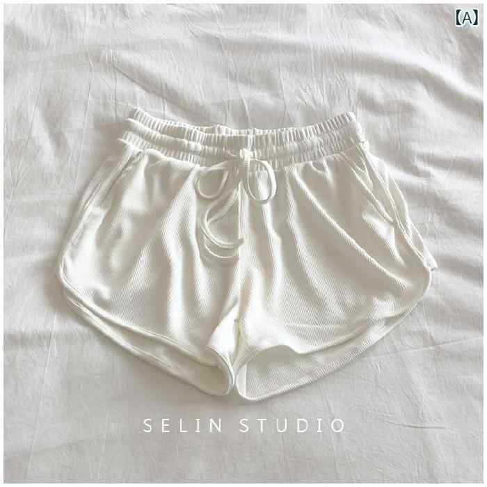 ・スタイル: 学院風、清新甜美、舒适休闲・パンツタイプ: 阔腿款、微喇型・パンツ丈: 短パン・ウエスト: 高腰・厚み: 薄・主な素材: ポリエステル95%以上・伸縮性: 高弾・カラー展開: ホワイト、グレー、グリーン、ブラック、ネイビー・サ...