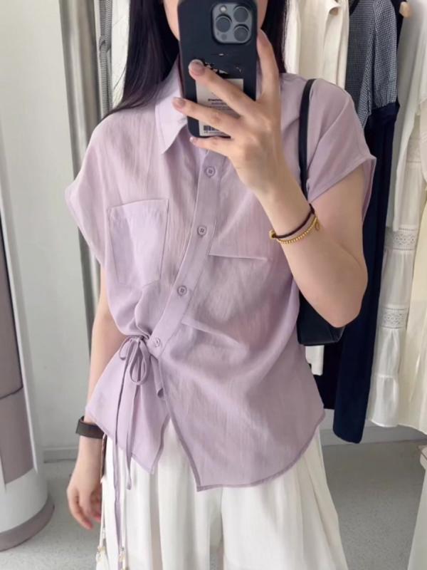 ・カテゴリ: シャツ・スタイル: 休闲・主な素材: ポリエステル30-50%・柄: 無地・袖丈: 短袖・版型: ルーズフィット・衣長: 普通(50-65cm)・ネックライン: ポロ襟・袖型: 普通袖・カラー展開: 紫・サイズ展開: S,M,...
