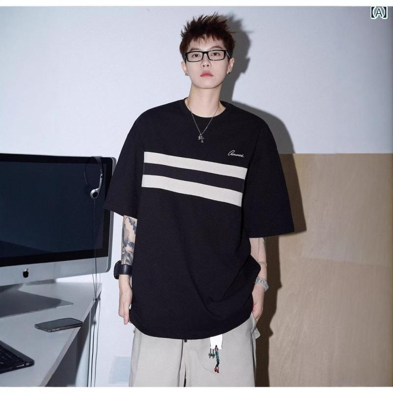 ・カテゴリ: Tシャツ・スタイル: 韓版・主な素材: 30-80%・袖丈: 短袖・柄: 純色、印花、幾何图案・袖型: 常规・ネックライン: 圆领・フィット感: 宽松型・カラー展開: 黒色・サイズ展開: M、L、XL、2XL、3XL・克重: ...