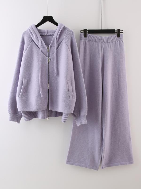 ・スタイル: 通勤風・主な素材: 腈纶30-50%・カラー展開: 紫色、米杏、藍色、黄色、灰色、粉色、黒色・サイズ展開: 均码・パンツ丈: 長パン・袖丈: 長袖・袖型: 常规袖・柄: 単色・流行要素: ジッパー・カテゴリ: レジャーセットアップ