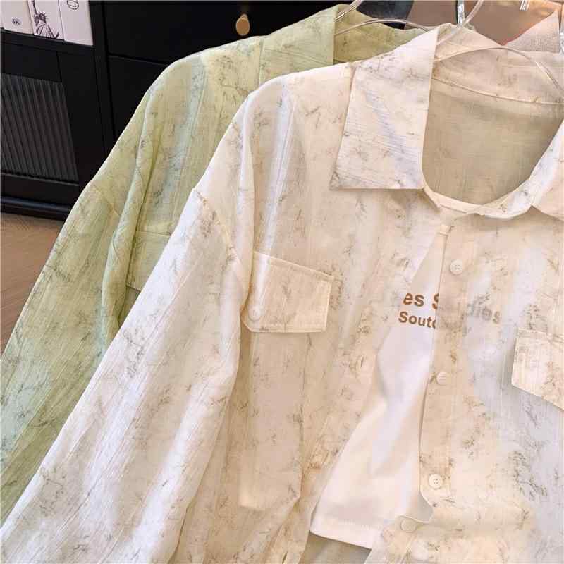 ・カテゴリ: シャツ・スタイル: 気質通勤・主な素材: ポリエステル・柄: 無地・袖丈: 長袖・加工: プリント・版型: ワイド・ネックライン: シャツカラー・袖型: シャツスリーブ・カラー展開: ミントグリーン、ホワイト・サイズ展開: S...