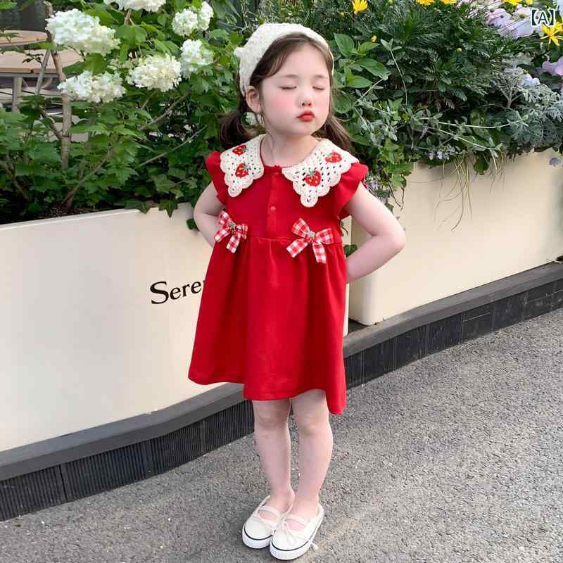 ・カテゴリ: 連衣裙・スタイル: 甜美清新風・主な素材: 綿70%・柄: 卡通・袖丈: 短袖・カラー展開: 红色・サイズ展開: 90cm、100cm、110cm、120cm、130cm、140cm・対象年齢: 3〜8歳・対象身長: 100〜...