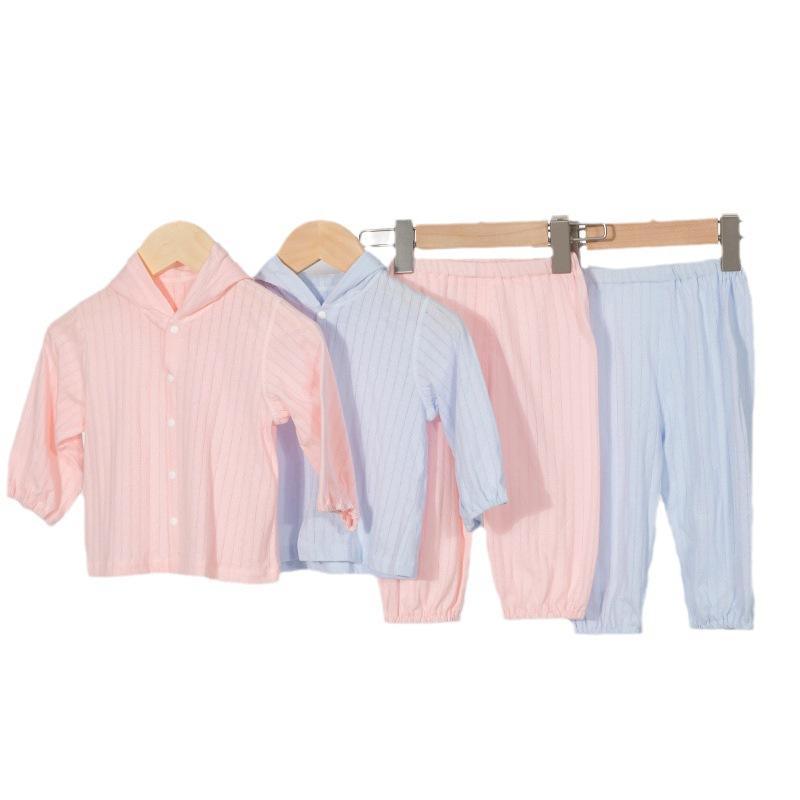 ・カテゴリ: 童家居服・スタイル: 休闲・主な素材: 綿100%・カラー展開: 上衣+裤子（白色）、上衣+裤子（黄色）、上衣+裤子（天藍色）、上衣+裤子（粉红色）・サイズ展開: 80cm、90cm、100cm・柄: 純色・機能: 防紫外線、...