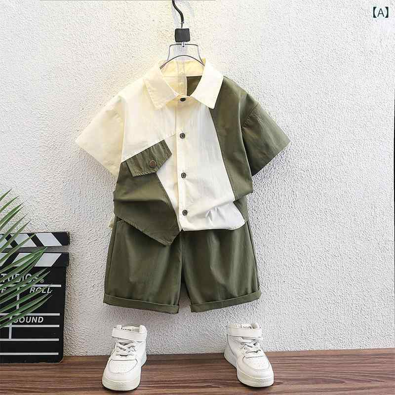 ・カテゴリ: 子供服・スタイル: 韓国版・セット内容: トップス・ボトムス・素材: 綿70%・袖丈: 短袖・フード: なし・パンツ丈: ショートパンツ・生地加工: 柔軟加工・厚み: 薄手・柄: 無地・カラー展開: 緑、グレー・サイズ展開: ...