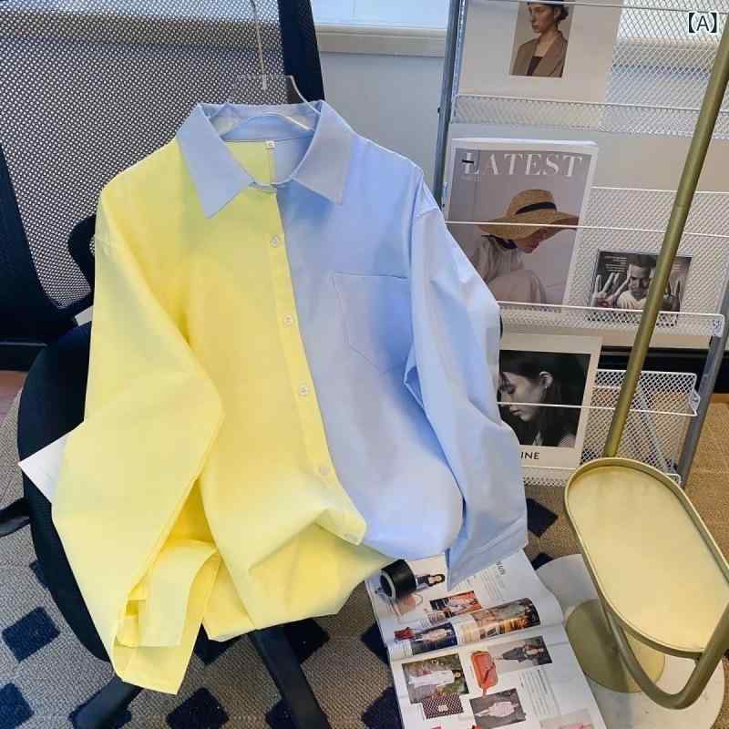 ・スタイル: 通勤・主な素材: 腈纶・袖丈: 長袖・柄: 無地・カラー展開: 黄ピン藍、紫ピン白、藍ピン白・サイズ展開: XS、S、M、L、XL、2XL、3XL・ネックライン: ポロ襟・フィット感: 標準・カテゴリ: シャツ