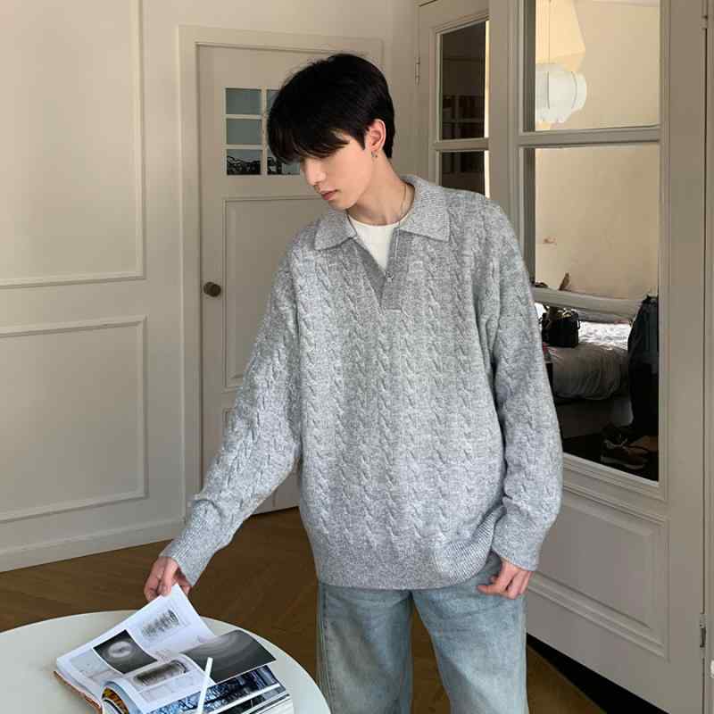 ・スタイル: 蝙蝠型・袖丈: 長袖・カラー展開: グレー、ブルー、杏色・サイズ展開: M、L、XL、XXL・主な素材: 羊毛100%・対象年齢: 成人・対象性別: 男性・カテゴリ: ニット・適合季節: 春