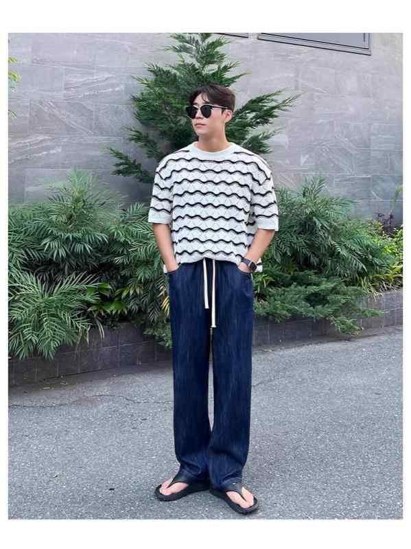 ・カテゴリ: Tシャツ・スタイル: 軽熟休闲・主な素材: 聚酯纤维（涤纶）51%-70%・柄: 条纹・版型: 宽松型・袖丈: 短袖・スタイル詳細: 套头・ネックライン: 圆领・袖型: 常规・厚み: 普通・クラフト: 提花・プリントテーマ: ...