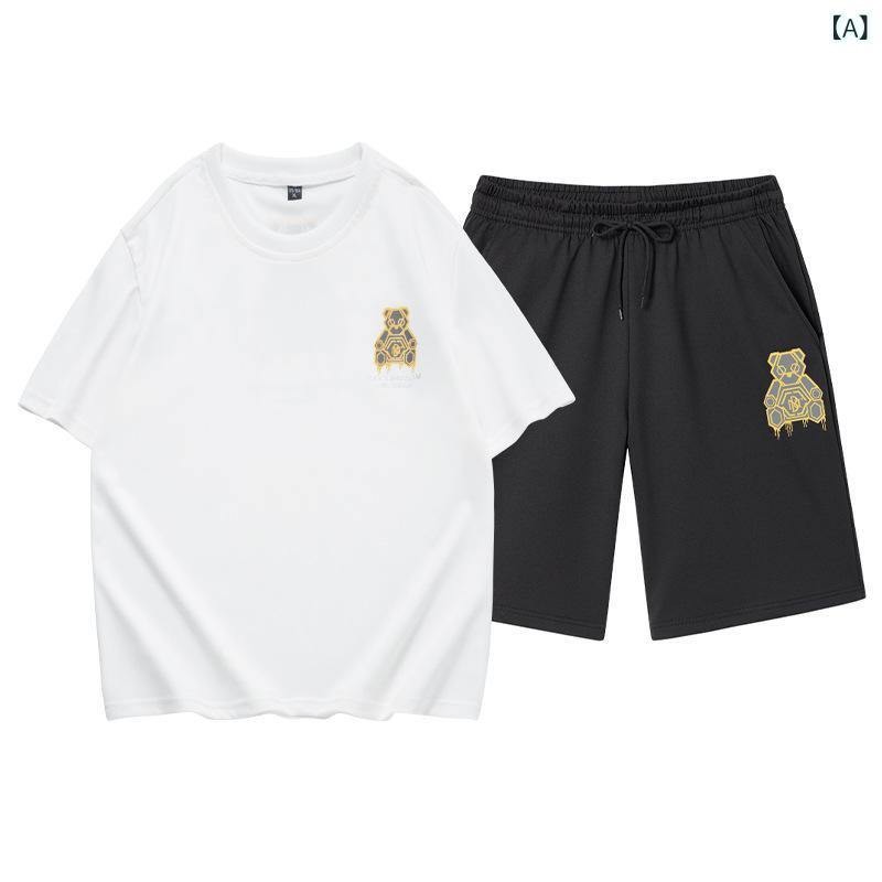 ・スタイル: 運動・厚み: 普通・パンツ丈: 短パン・上衣スタイル: Tシャツ・袖丈: 短袖・フード: なし・素材名: 化繊混紡・主素材: ポリエステル95%・使用シーン: スポーツ・カラー展開: ホワイト、ブラック・サイズ展開: M、L、...