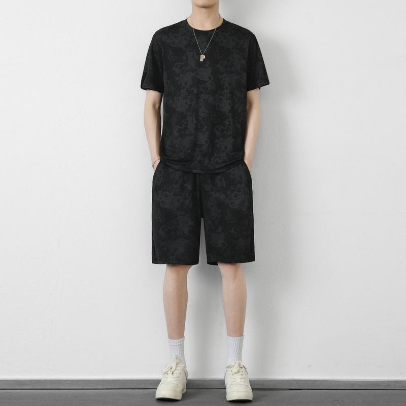 ・スタイル: 韓版・厚み: 普通・パンツ丈: 5分丈/中丈・上衣スタイル: Tシャツ・袖丈: 短袖・フード: なし・素材名: 化纤類混紡・主素材成分: 粘纤68.7%、ナイロン26.6%、スパンデックス4.7%・対象シーン: 日常・カラー展...