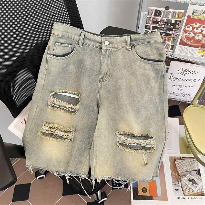 ・カテゴリ: デニムショーツ・主な素材: 綿30%・パンツ丈: ショート・パンツタイプ: ストレート・伸縮性: 無伸縮・スタイル: 韓国風・カラー展開: ブルー、イエロー・サイズ展開: S,M,L,XL,2XL,3XL