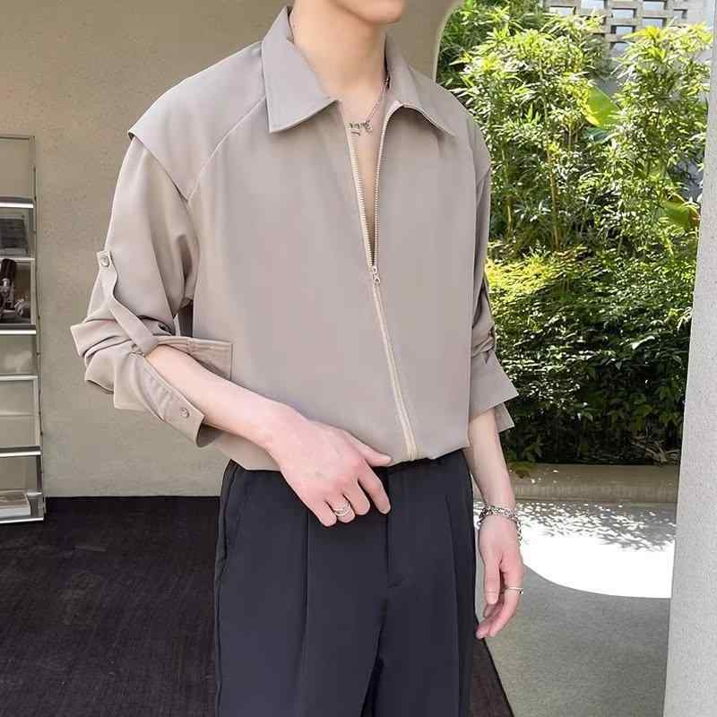 ・スタイル: 日式復古・カテゴリ: シャツ・主な素材: ポリエステル95%・機能: 免烫・タイプ: 開襟・フィット: ルーズ・襟: スタンドカラー・袖丈: 長袖・柄: 無地・厚み: 普通・詳細: プリント・シーン: 日常・カラー展開: ホワ...