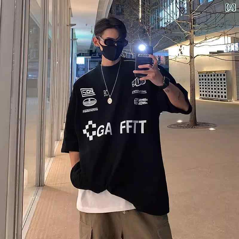 ・カテゴリ: Tシャツ・スタイル: 軽熟休闲・主な素材: 聚酯纤维（涤纶）・柄: 字母・版型: 宽松型・適合年齢: 18-24歳・スタイル: 套头・ネックライン: 圆领・袖丈: 短袖・厚み: 普通・袖型: 常规・カラー展開: 黒色、白色・サ...