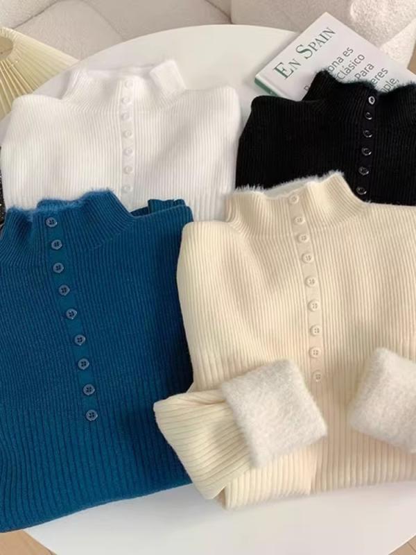 ニット レディース 秋冬 裏起毛 トップス ハイネック 長袖 無地 厚手 防寒 暖かい 伸縮性 インナー 韓国風・素材: 粘胶纤维・柄: 無地・厚さ: 中等・スタイル: 通勤・型: スリムフィット・袖型: 長袖・ネックライン: ハイネック・...