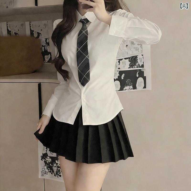 ・カテゴリ: 校服・スタイル: 韓版・主な素材: 綿類混紡・主素材含有率: 85%・袖丈: 長袖・カラー展開: 綿85%綿混紡、綿85%綿混紡+炭灰領帯、黒百褶スカート、綿85%綿混紡+黒百褶スカート+炭灰領帯・サイズ展開: XS、S、M、...