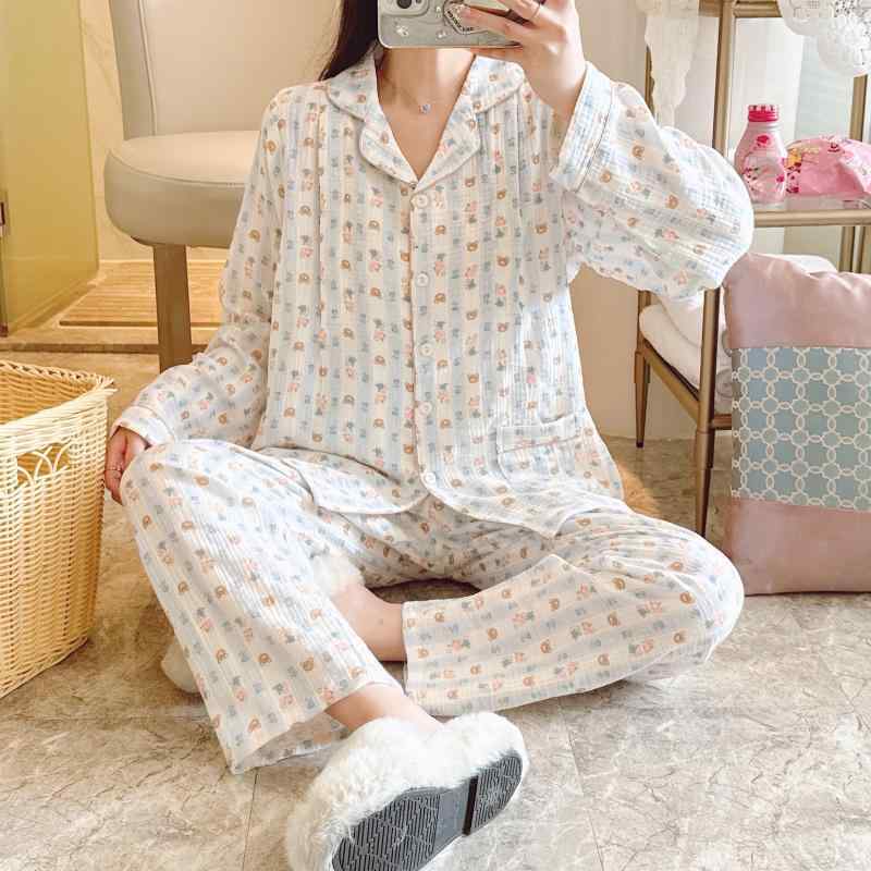 マタニティ パジャマ レディース 春秋物 綿 授乳服 産後 部屋着 2点セット かわいい 長袖 トップス パンツ 上下セット セットアップ 妊娠中 妊婦服 授乳用 前開き 産前 産後 ルームウェア 入院着 マタニティウェア・素材: 綿100...