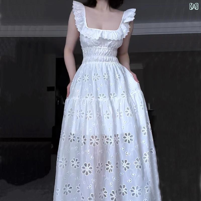 ・スタイル: 文艺复古・スタイル: 中国風・スタイル: A字裙・主な素材: PVC・主な素材含有量: 90%-95%・袖丈: 短袖・袖型: 飛袖・ネックライン: 方口領・スカート丈: 長スカート・カラー展開: 単色・サイズ展開: XS、S、...