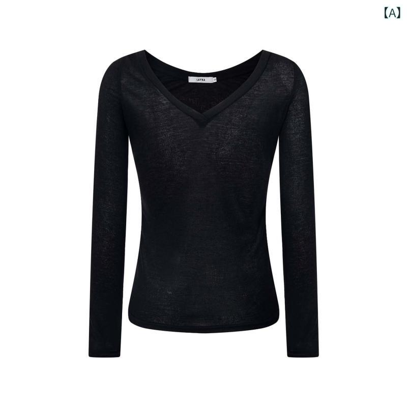 ・カテゴリ: Tシャツ・スタイル: 街頭潮人・主な素材: 天絲（ライセル繊維）80-90%・柄: 字母/数字/文字・袖丈: 長袖・衣長: 普通款(50cm<衣長≤65cm)・ネックライン: V領・袖型: 常规款・カラー展開: 白色、黒...