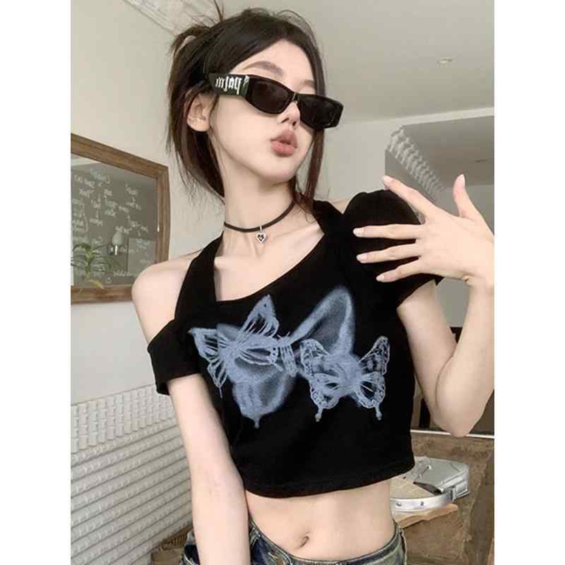 ・カテゴリ: Tシャツ・主な素材: 綿90-95%・伸縮素材: 氨纶30%以下・柄: 動物柄・スタイル: 甘辛風・フィット: スリムフィット・袖丈: 短袖・衣丈: 短め(40-50cm)・ネックライン: 斜めネック・袖型: 標準袖・プリント...